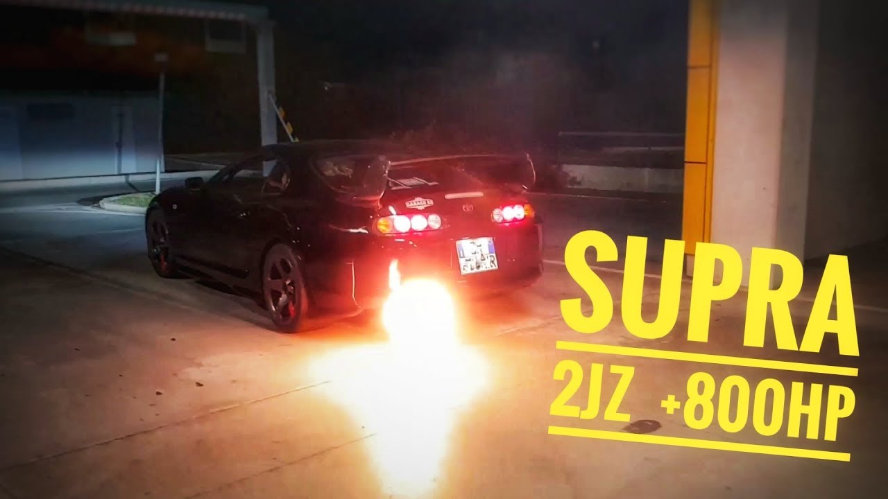 Toyota Supra Flame Exhaust show and CRAZY SLOW MOTION - YouTube