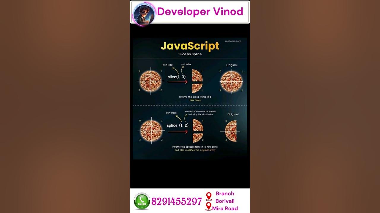 New concept of javascript slice vs splice #short #developer vinod #webdesign #youtube - YouTube