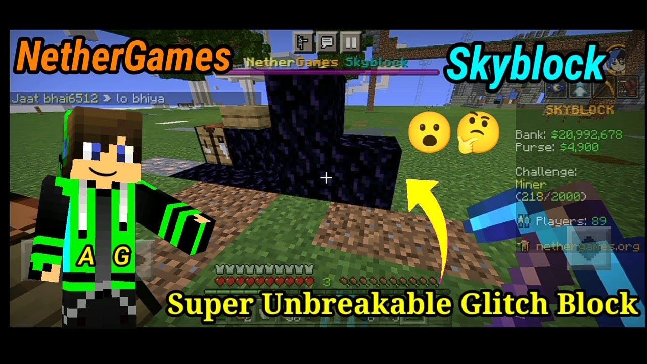 I found Unbreakable Glitch Blocks in Nethergames Skyblock 😮 || # ...