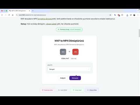 MXF to MP4 Dönüştürücü Ücretsiz Online | MXF'i MP4 Video Formatına Çevir Aracı