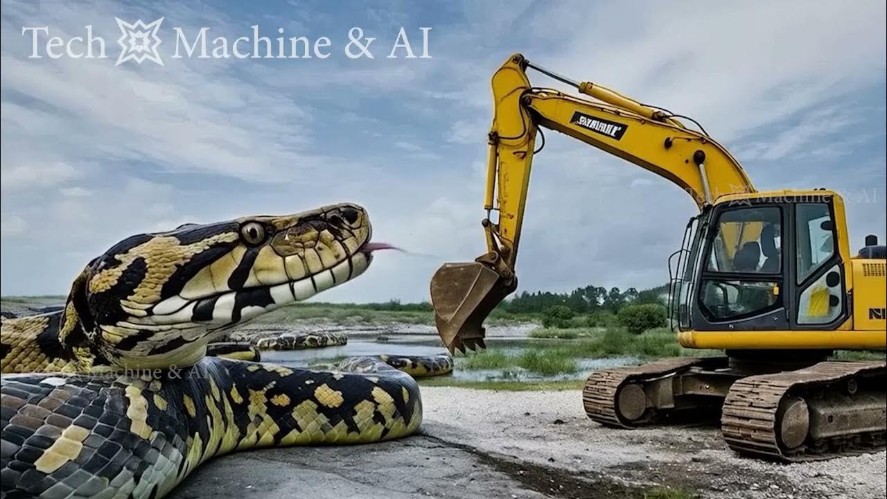 The Terrifying Battle Between Giant Python & Excavator, Result is ...