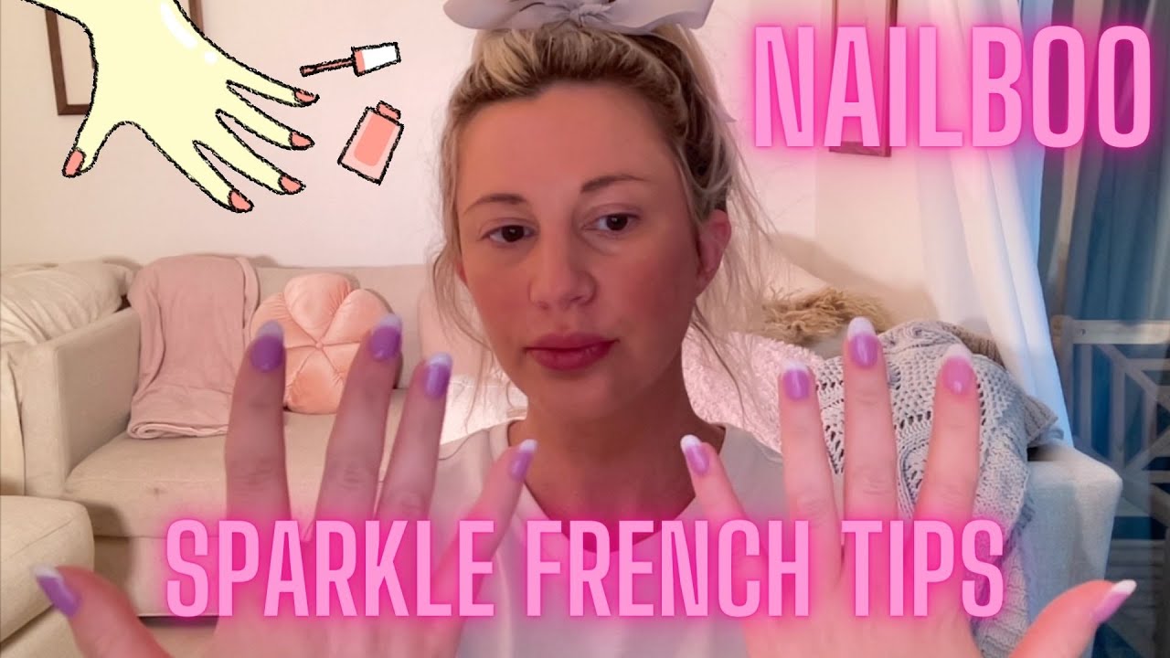 Dip Powder French Manicure on Natural Nails | Sparkly French Tip - YouTube