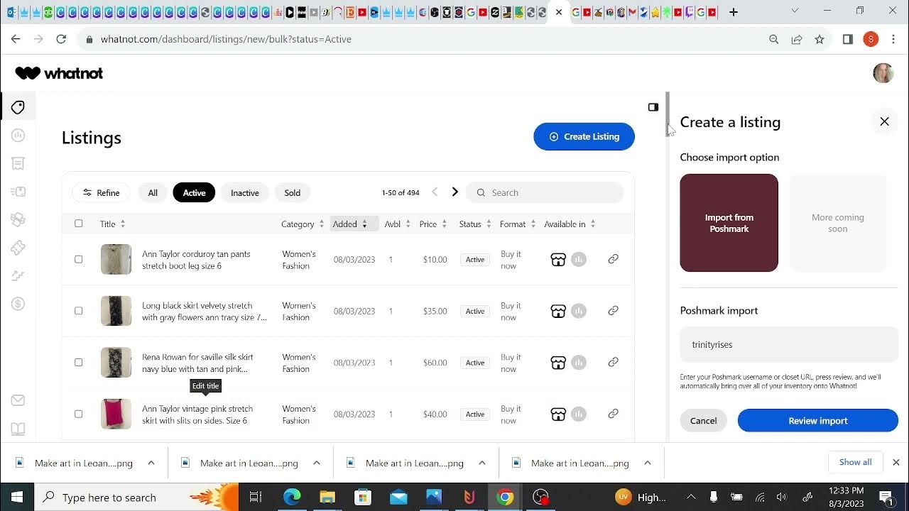 Error Uploading To Whatnot From Poshmark! Just Created My Posh Listings And Still Under Review ...