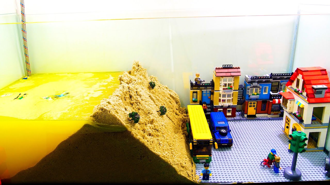 Dam Breach Experiment LEGO CITY flooded with Toxic Water - YouTube