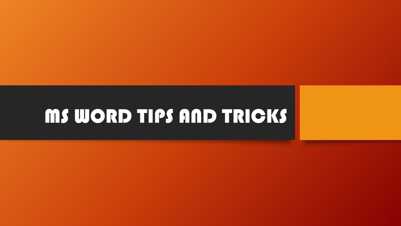MICROSOFT WORD TIPS AND TRICKS - YouTube