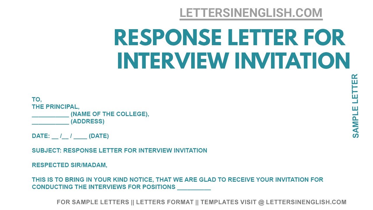 Response Letter For Interview Invitation – Response Letter for ...