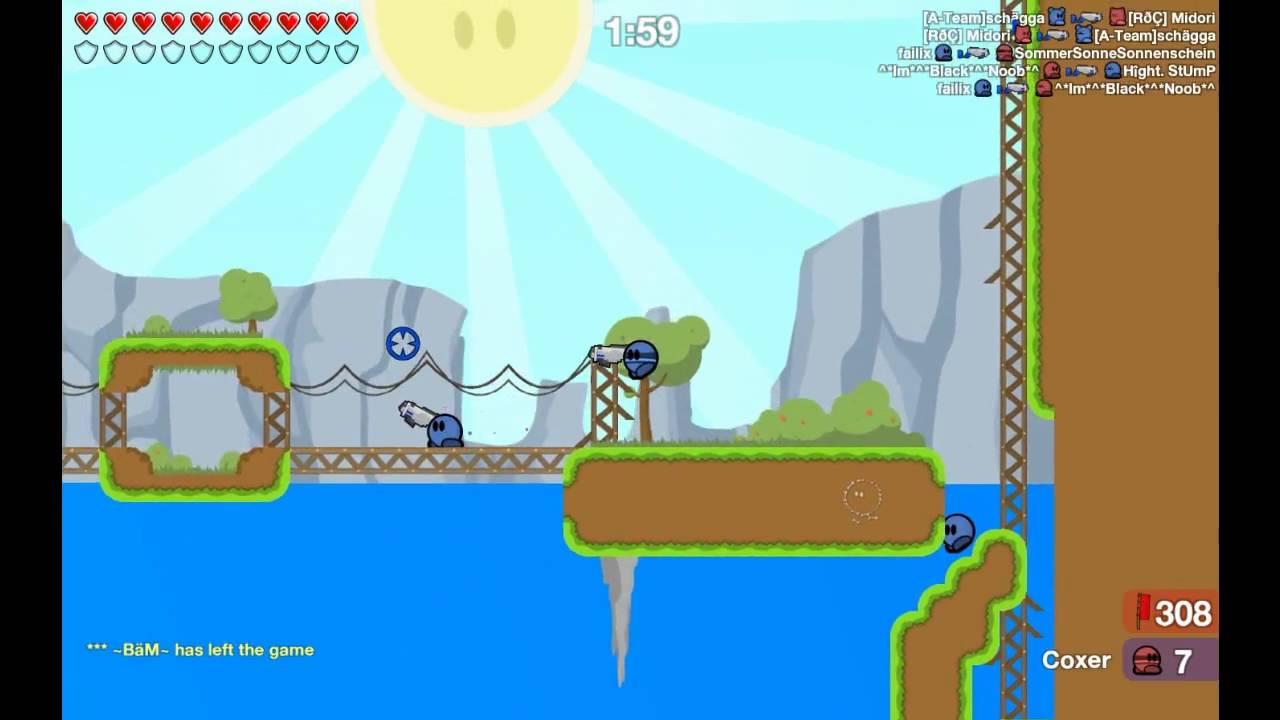 Teeworlds Multiplayer Gameplay HD - YouTube