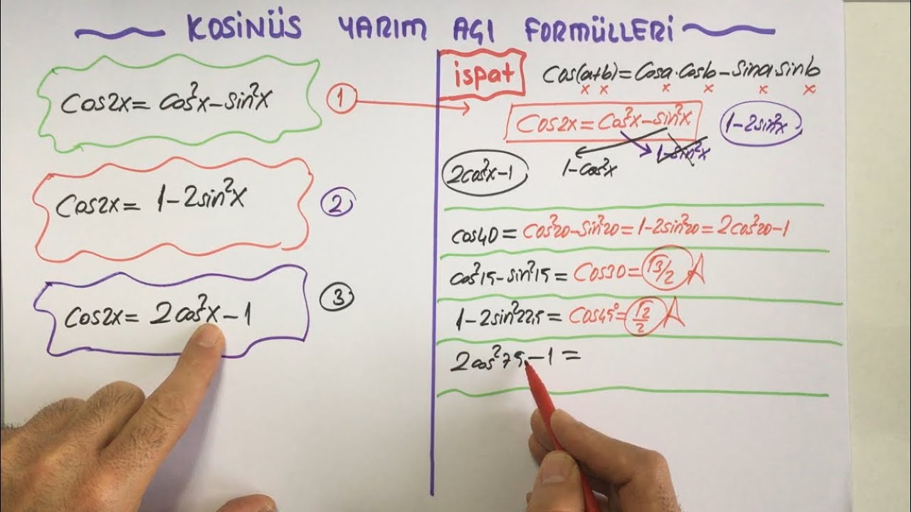 Trigonometri ( kosinüs yarım açı formülleri) - YouTube