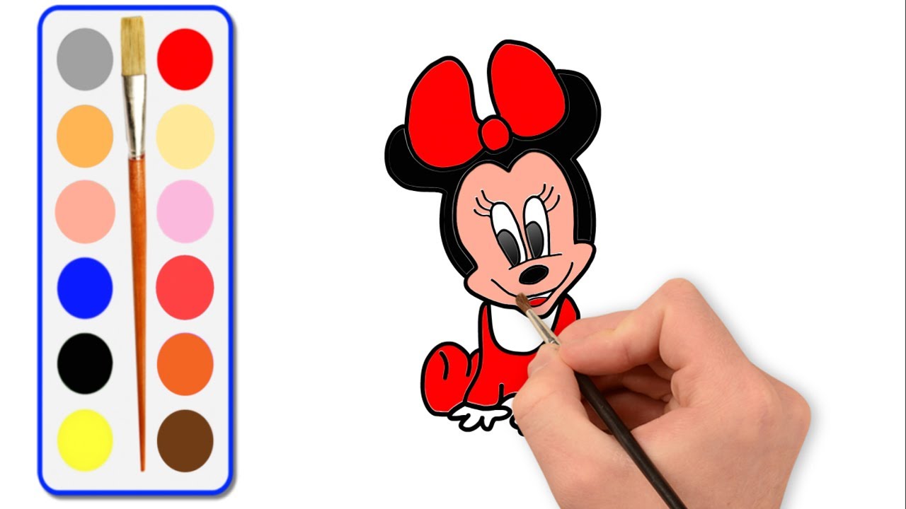 Steps to Draw and Color Minnie Mouse | Drawing And Colouring Pages For ...