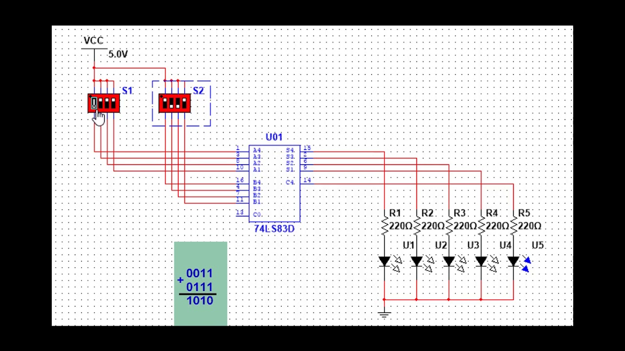 Sumador de 4 bits 74LS83 - YouTube