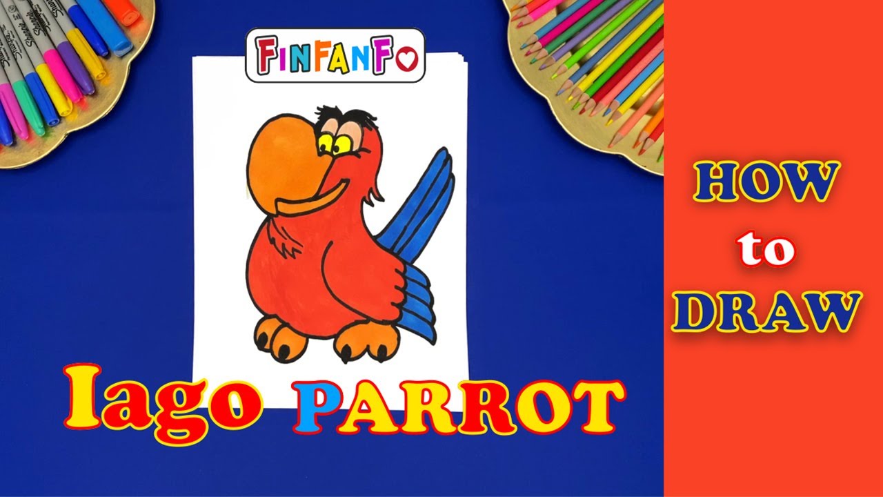 How to Draw a Parrot I Step by Step Easy I Disney Parrot Iago from ...