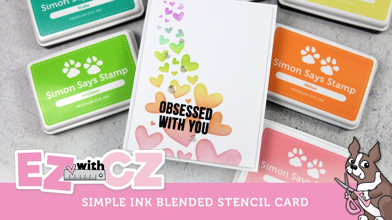 EZ with CZ: Simple Ink Blended Stencil Card - YouTube