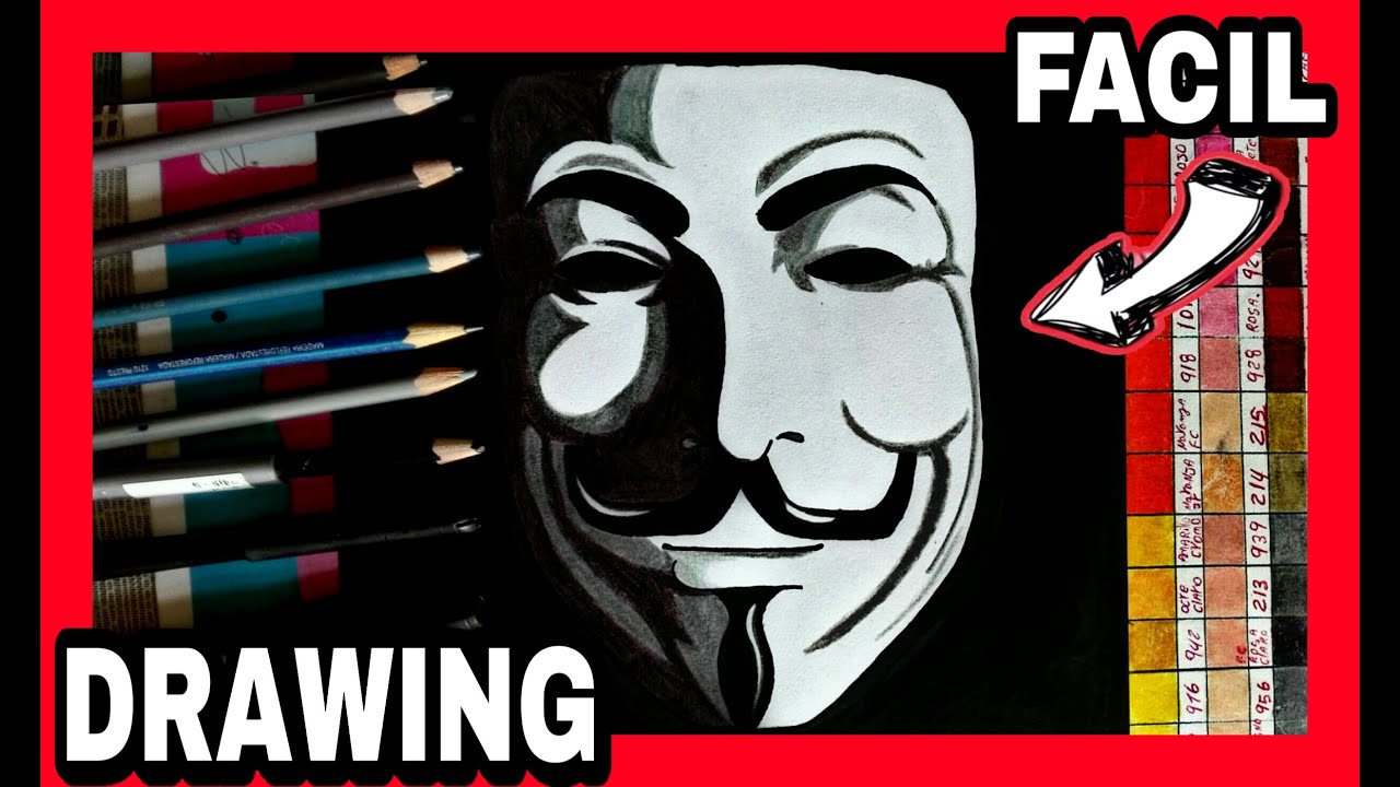 📌 COMO DUBUJAR a ANONYMOUS HOW TO DRAW ANONYMOUS MASK | dibujo de ...