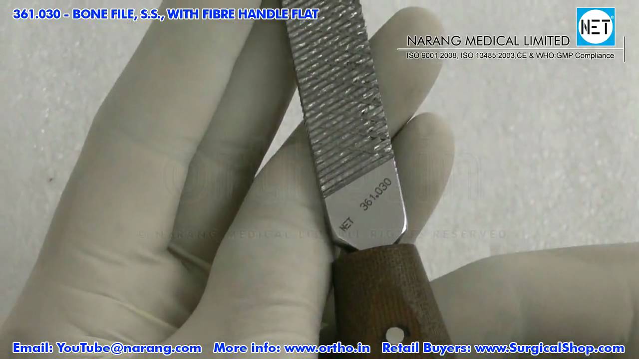 Bone File, Flat, Stainless Steel with Fibre Handle. Item Code: 361.020 ...