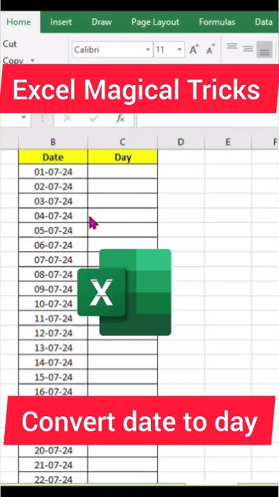 How to convert date to day in Excel #shorts #exceltech #pc - YouTube