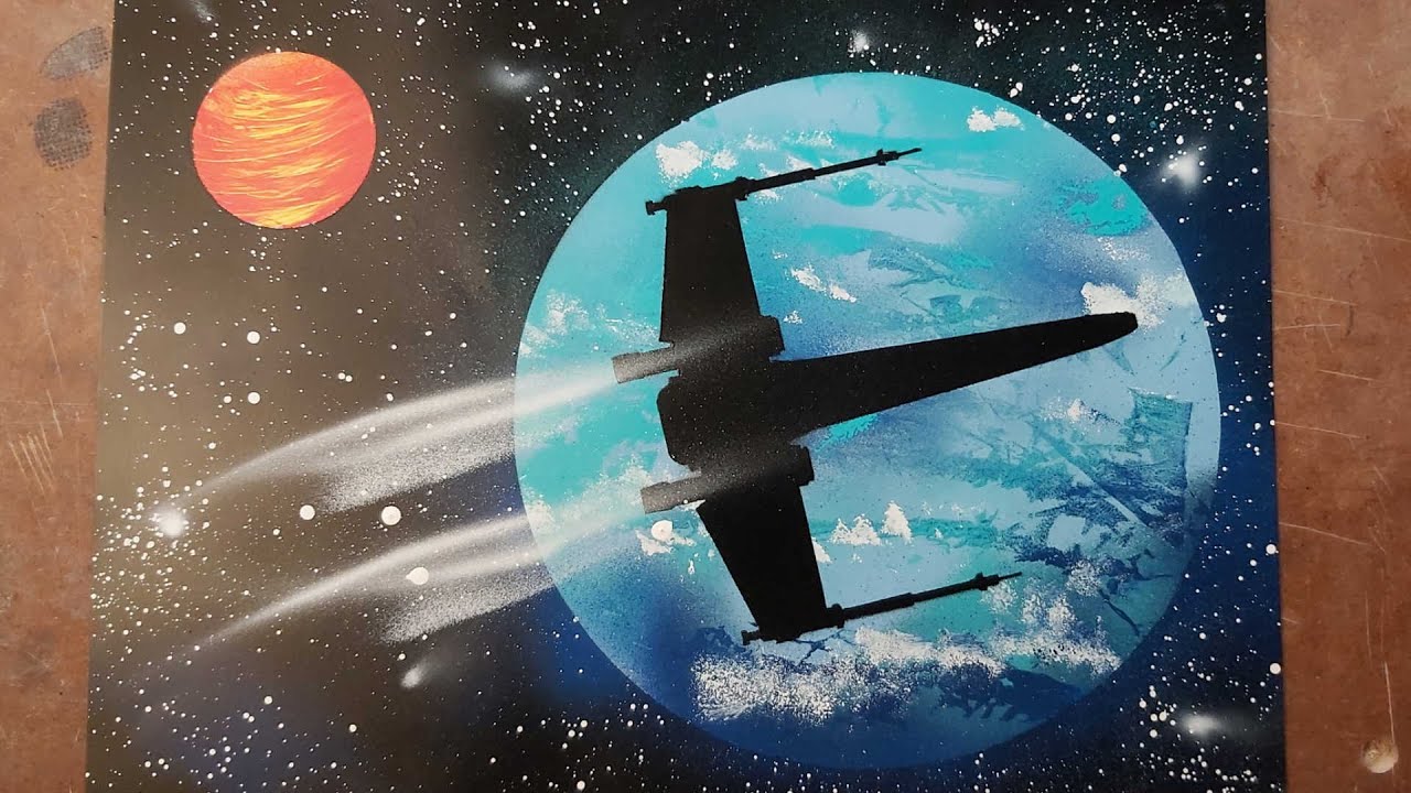 X Wing over Scarif - spray paint - YouTube