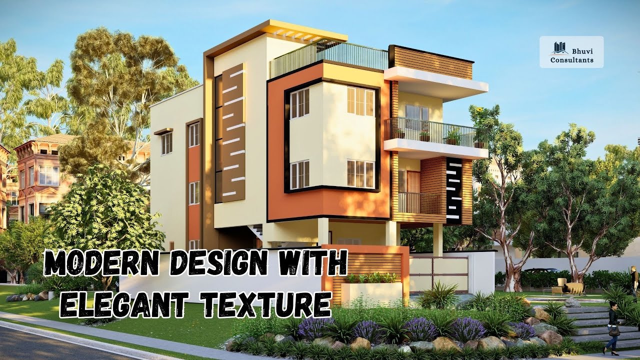 Modern front elevation with elegant texture. - YouTube