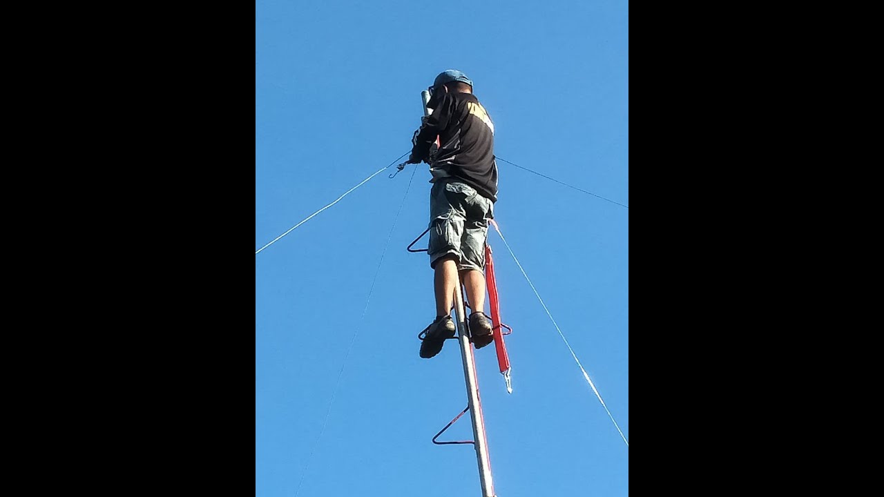Installing 60ft. p2p monopole tower - YouTube