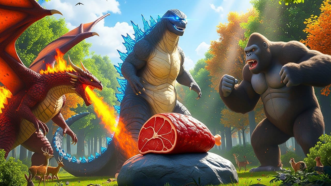 Godzilla vs Dragon vs Kong! New Empire Monster Battle Begins 🐉🦍🔥 - YouTube