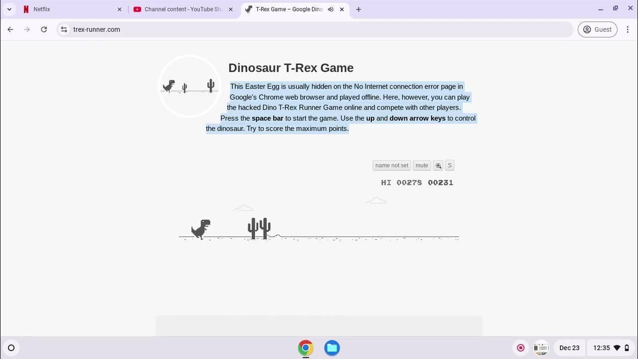 t rex game - YouTube