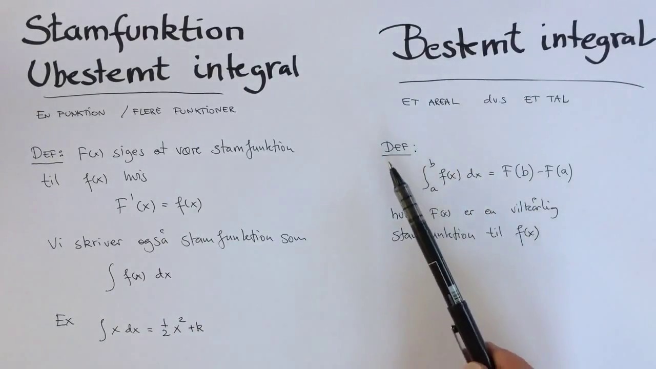 Definition af stamfunktion, bestemt og ubestemt integral - YouTube