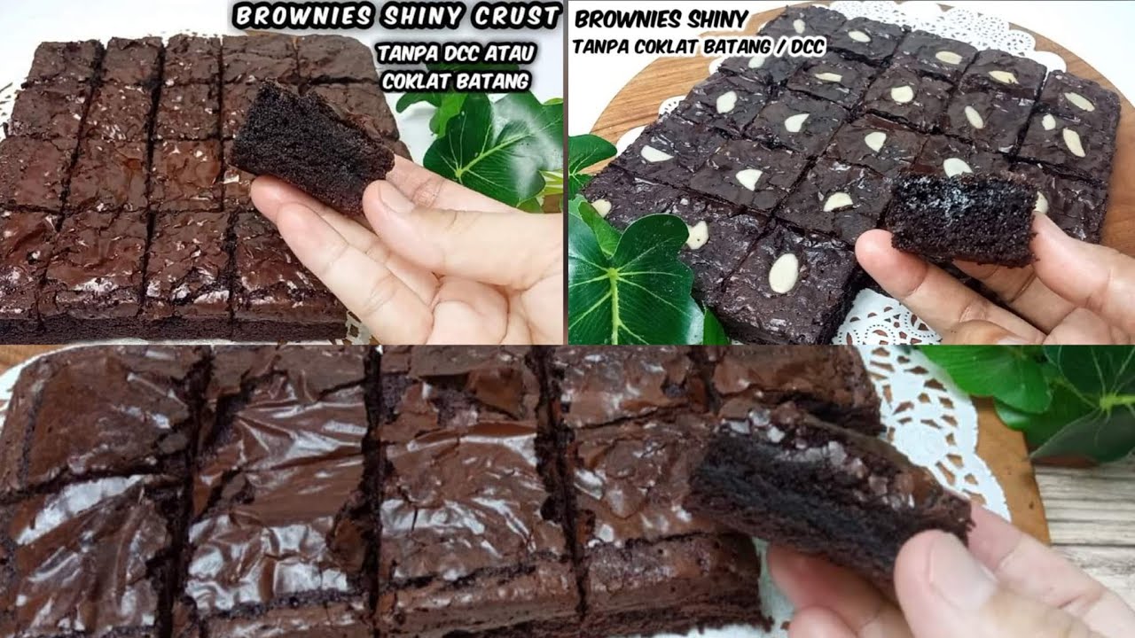 3 resep Brownies shiny tanpa DCC atau coklat batang - YouTube