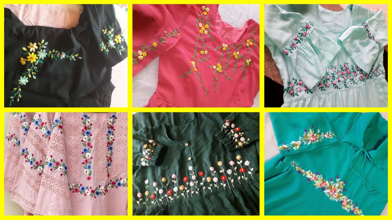 New sleeeves embroidery designs / easy yolk embroidery / neckline ...
