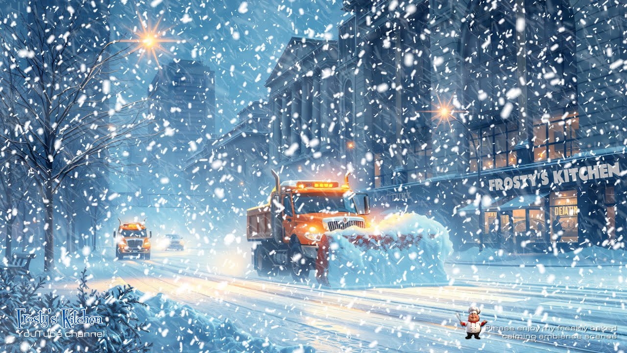 Relaxing Snowy Evening In The City - Snowstorm Sounds 3 - YouTube