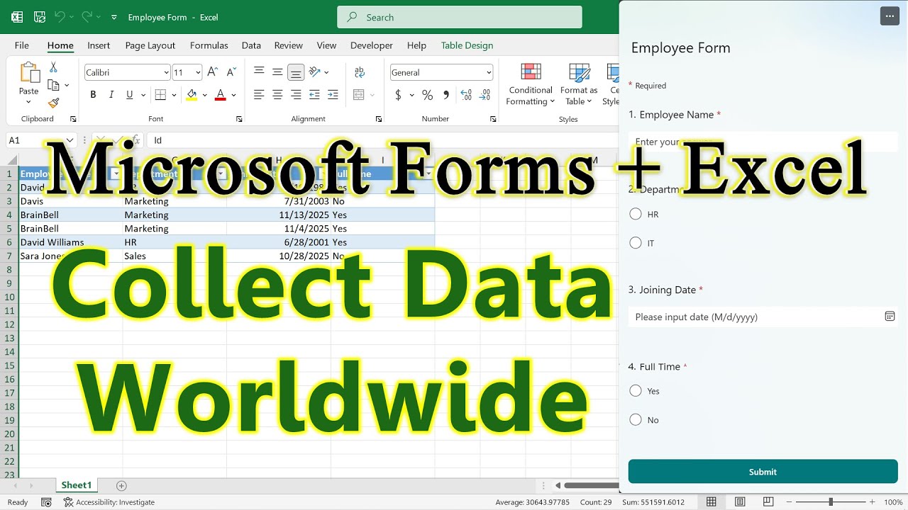 Using Office Form in Excel | Automatically Collect Data in Your ...