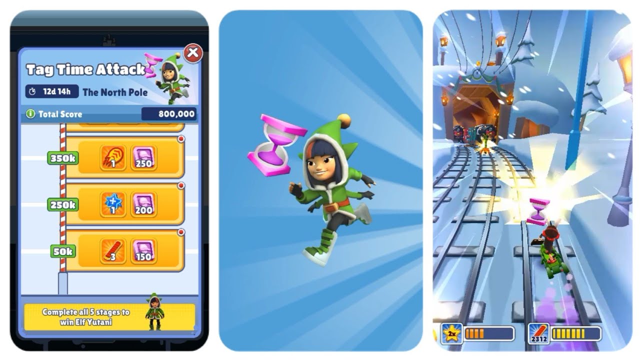 SUBWAY SURFERS TAG TIME ATTACK! TRAVELLING TO NORTH POLE - YouTube