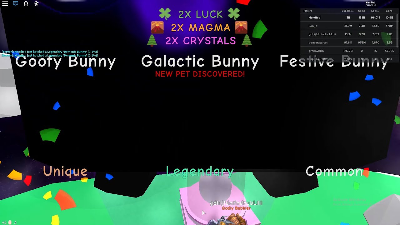Unlocked the best non-secret pet(Galatic Bunny) in the easter event in ...