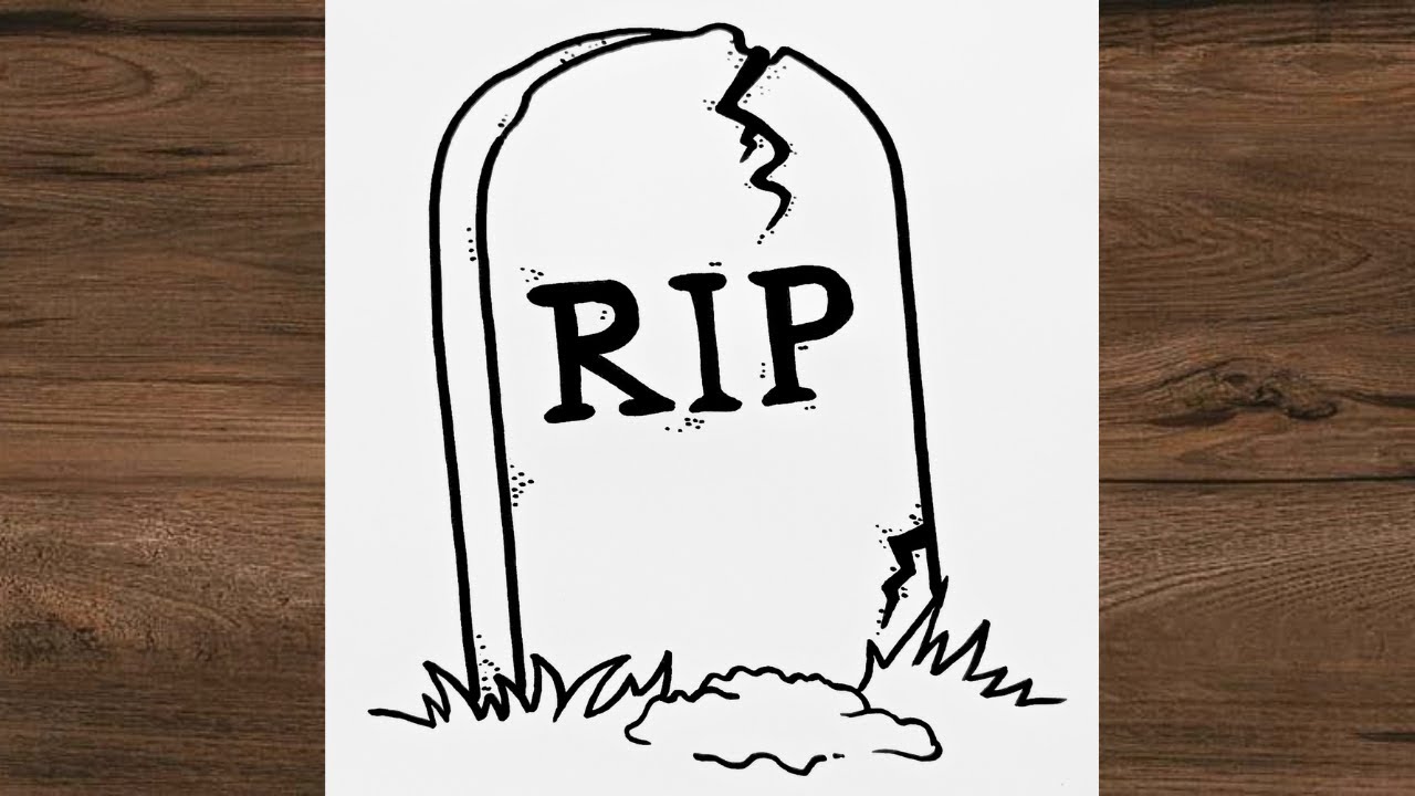 How to draw a TOMBSTONE │ EASY drawing for beginners │ Easy things to ...