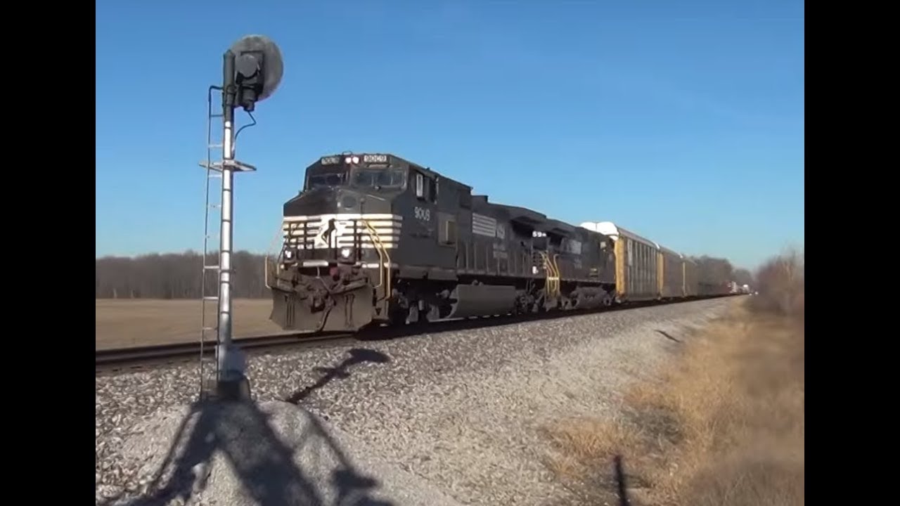 NS 9009 leads train 289 Norfolk Southern Dash 9's heading to Ft Wayne - YouTube