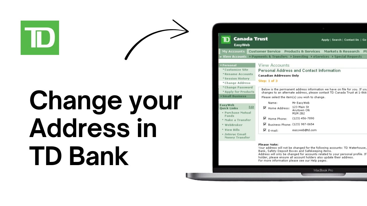 How to Change your Address in TD Bank - YouTube