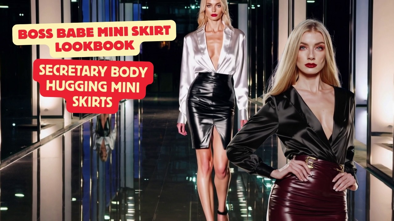 High Fashion Secretary Mini Skirt Lookbook - Satin Boss Babes: Glossy ...