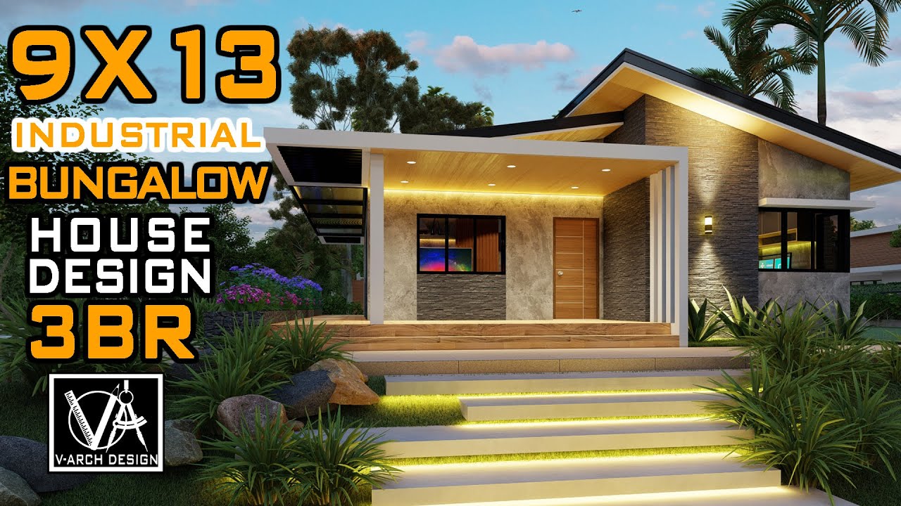 SMALL HOUSE DESIGN | INDUSTRIAL BUNGALOW (130SQM) | 3 BEDROOMS - YouTube