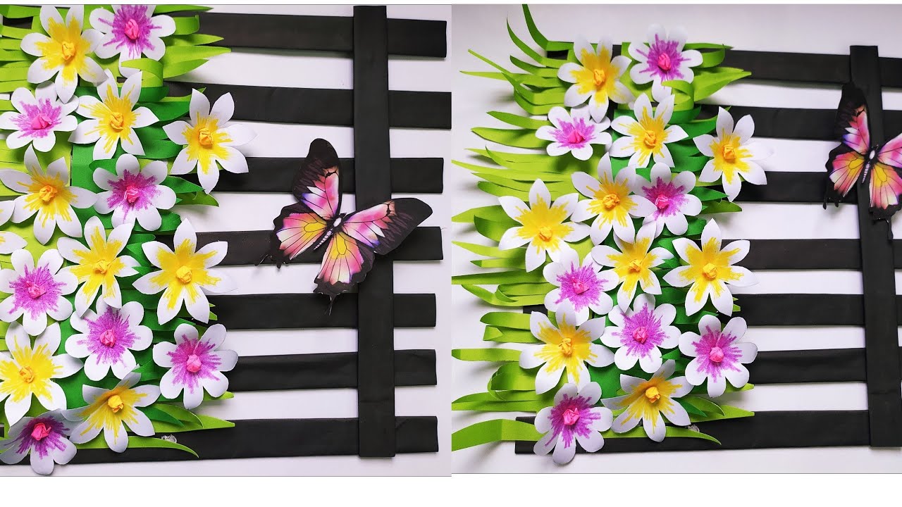 Easy and beautiful paper flowers wallmate craft for room decorations ...