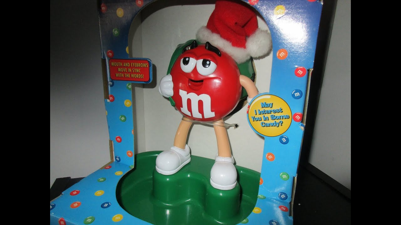1999 M&M's Talking Animated Christmas Candy Dish Red Character in Santa ...