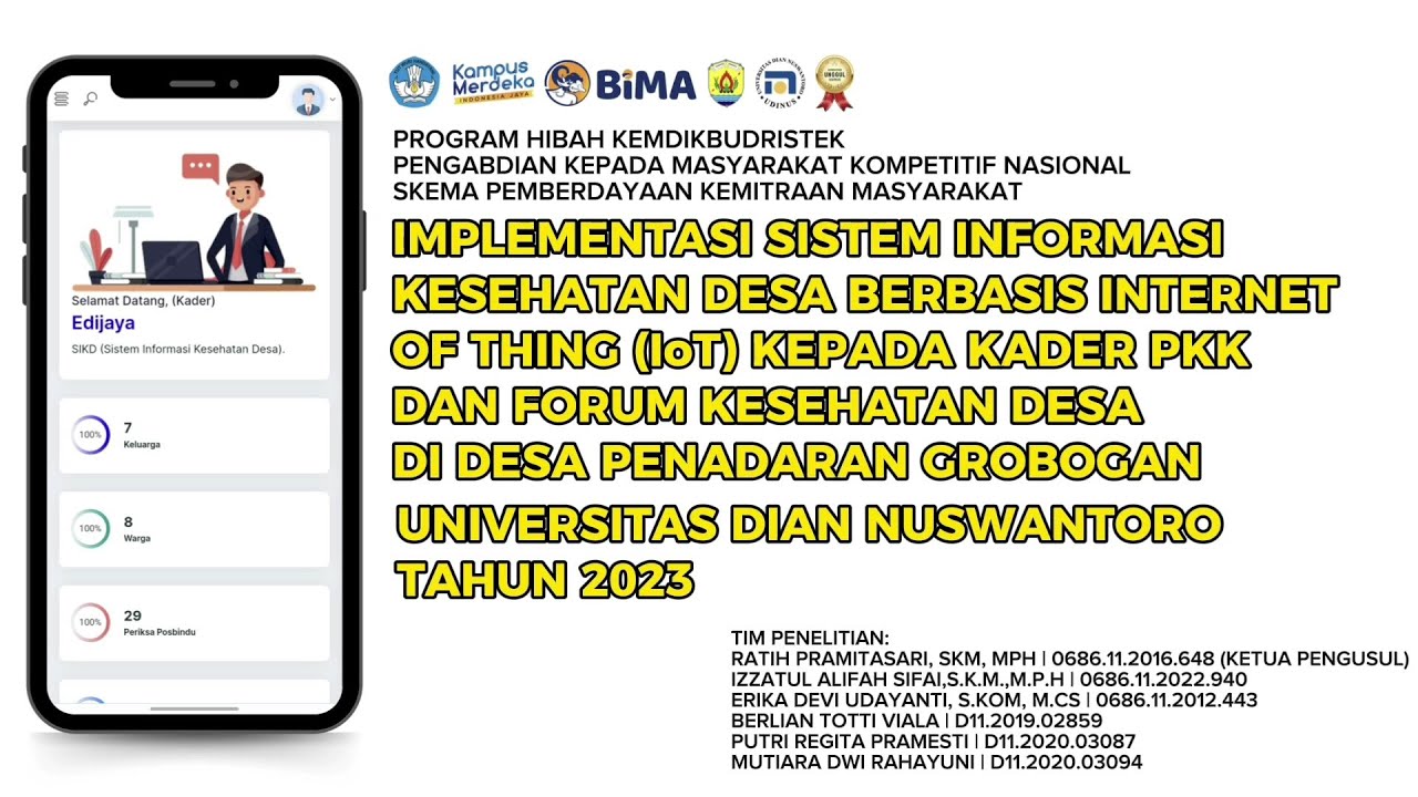 PKM HIBAH BIMA DRTPM-Implementasi SIKD berbasis (IoT) kepada Kader PKK ...