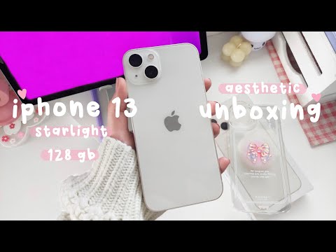 iphone 13 starlight (128 gb) 🎀 unboxing in 2023 ☁  + accessories & camera test ♡