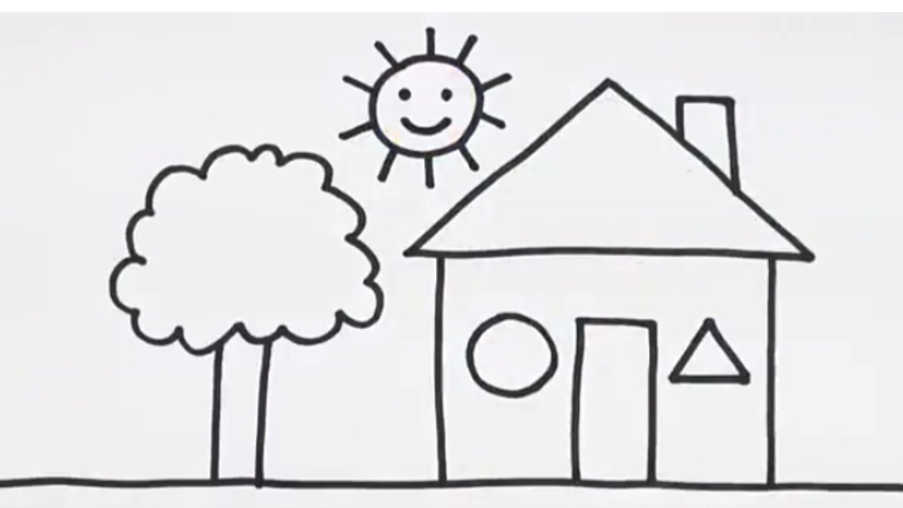 Drawing House form Shapes, easy acrylic painting for kids Art and Learn ...