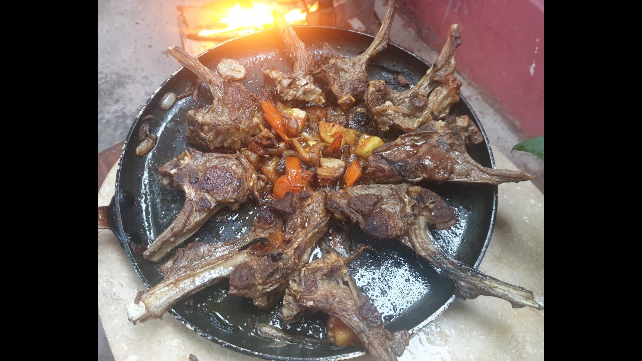 Grilled Mutton Chops on Frying Pan | Epic Grilled Mutton Breast in ...