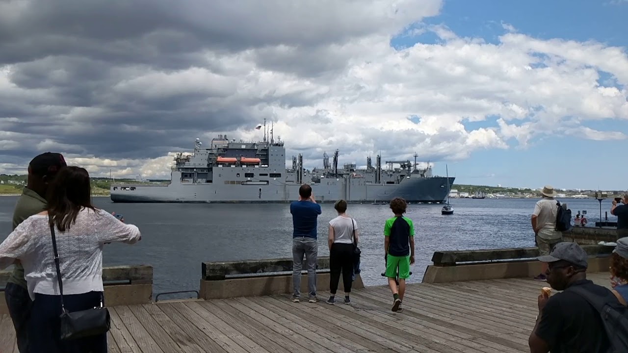 US Navy Plays Barrett's Privateers While Leaving Halifax - YouTube