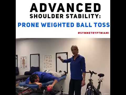 Advanced Shoulder Stability: Prone Weighted Ball Toss - YouTube
