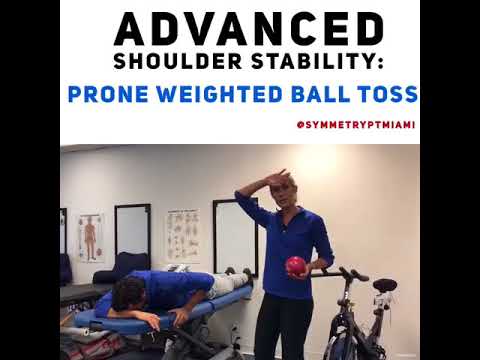 Advanced Shoulder Stability: Prone Weighted Ball Toss - YouTube