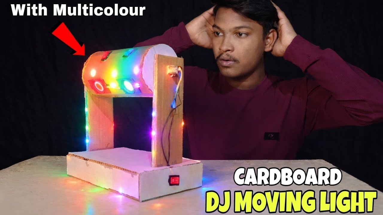 How To Make 🤔 Simple Cardboard Moving light Colour Led light And ...