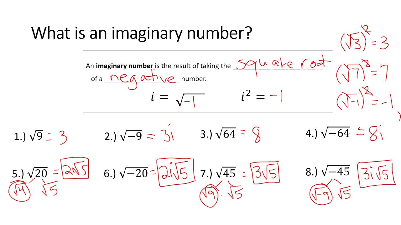 3 8 Notes Imaginary Numbers And Operations With Complex Numbers - Youtube