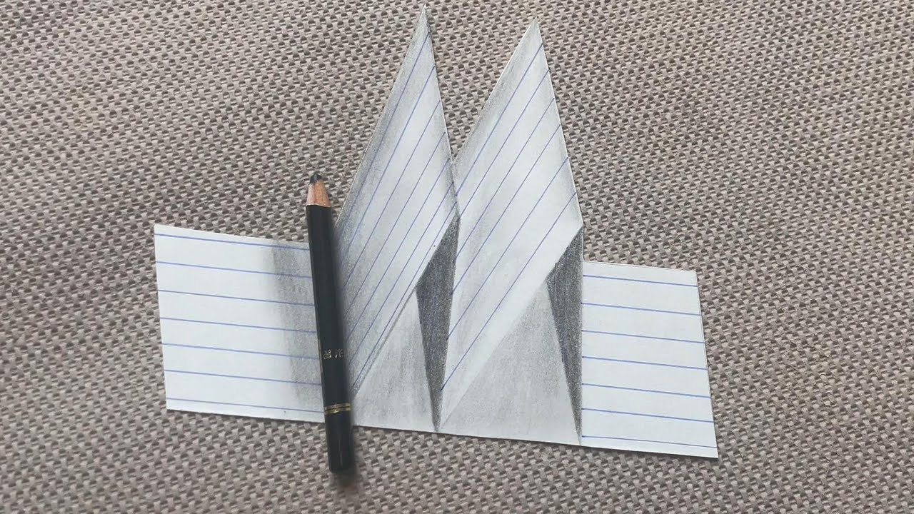 M-shaped origami 3D painting|easy 3D on paper for beginner|3D Trick Art ...