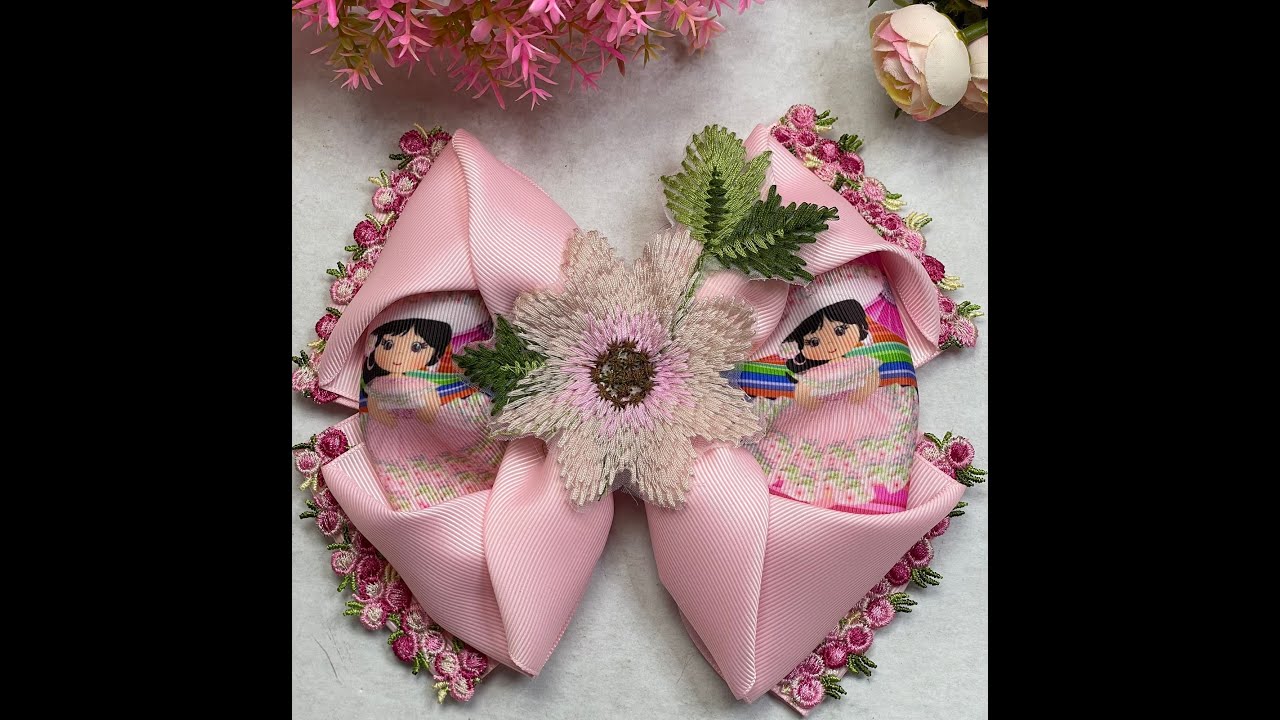 Lazo rosa mexicano VIDEO No.1034 creaciones rosa isela - YouTube