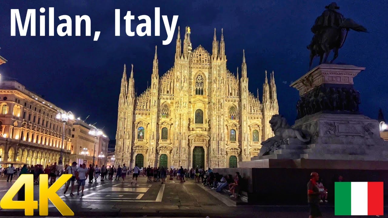 Milan, Italy Evening walking tour 4K 60fps - Beautiful Italian city ...